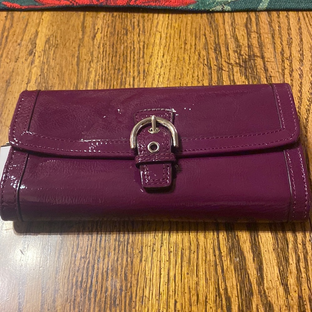 Coach Soho Patent Buckle Slim Envelope (Plum) - Gem